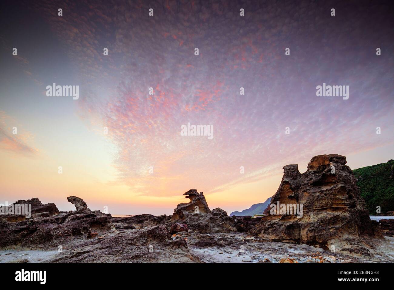 Godzilla Rock at sunset, Akita prefecture, Tohoku, Honshu, Japan, Asia ...
