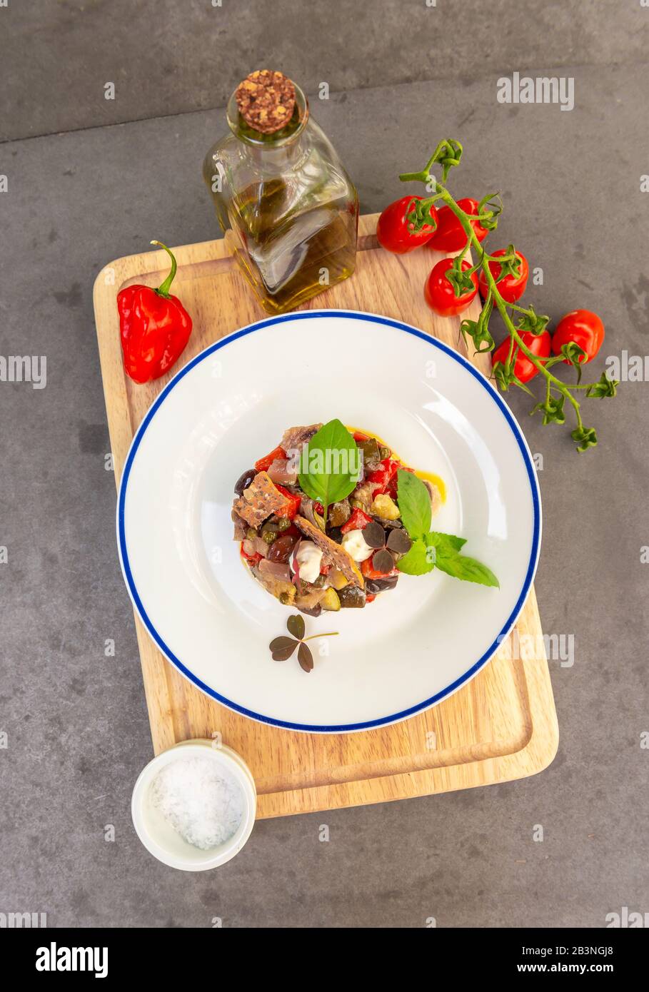 Rustic Italian restaurant colourful starter Stock Photo - Alamy