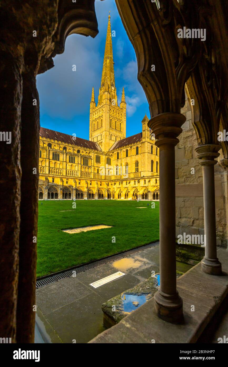 Norwich Cathedral from the cloister, Norwich, Norfolk, East Anglia ...