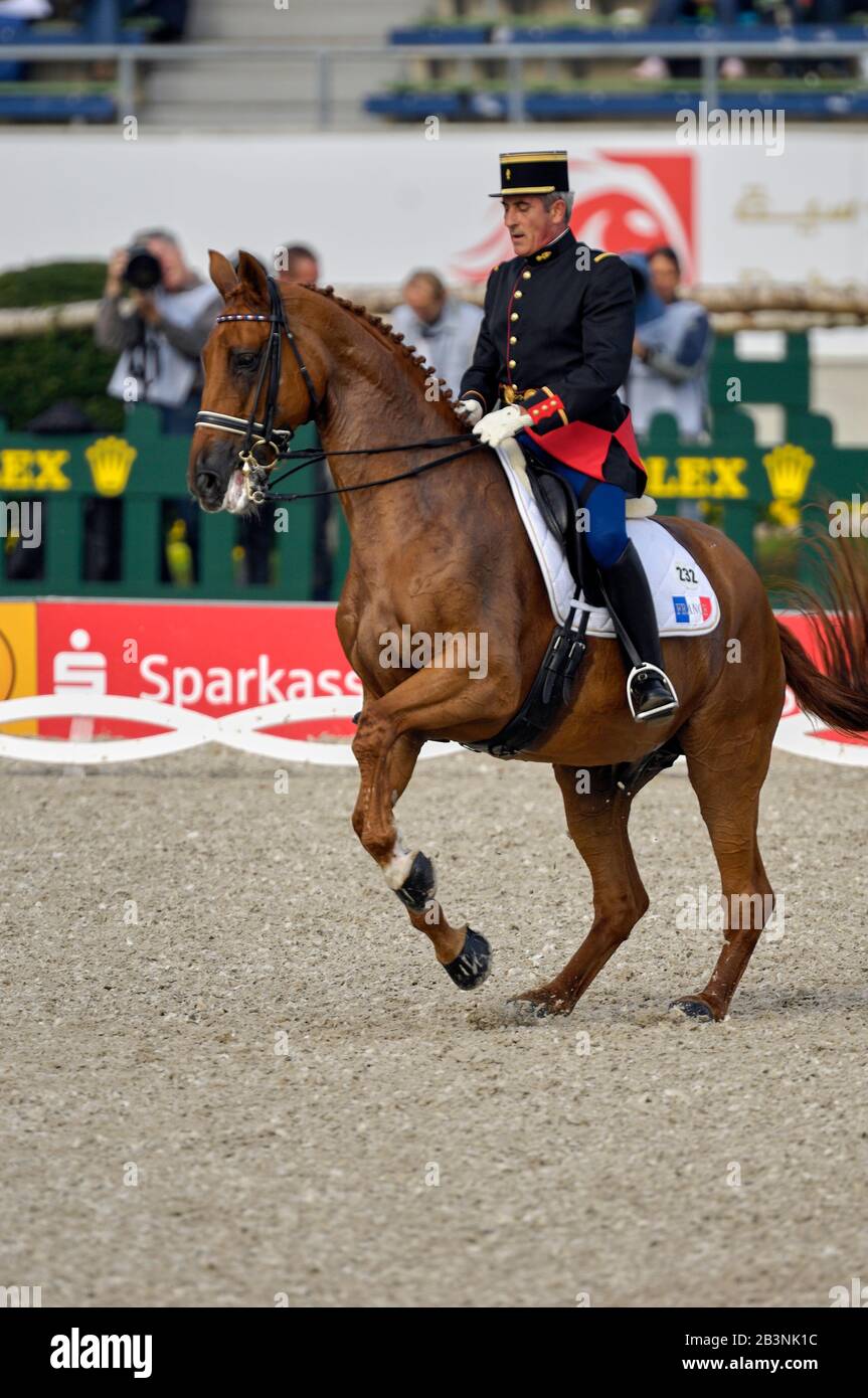 Hubert Perring (FRA) riding Diabolo St. Maurice - World Equestrian Games, Aachen, - August 23 ...