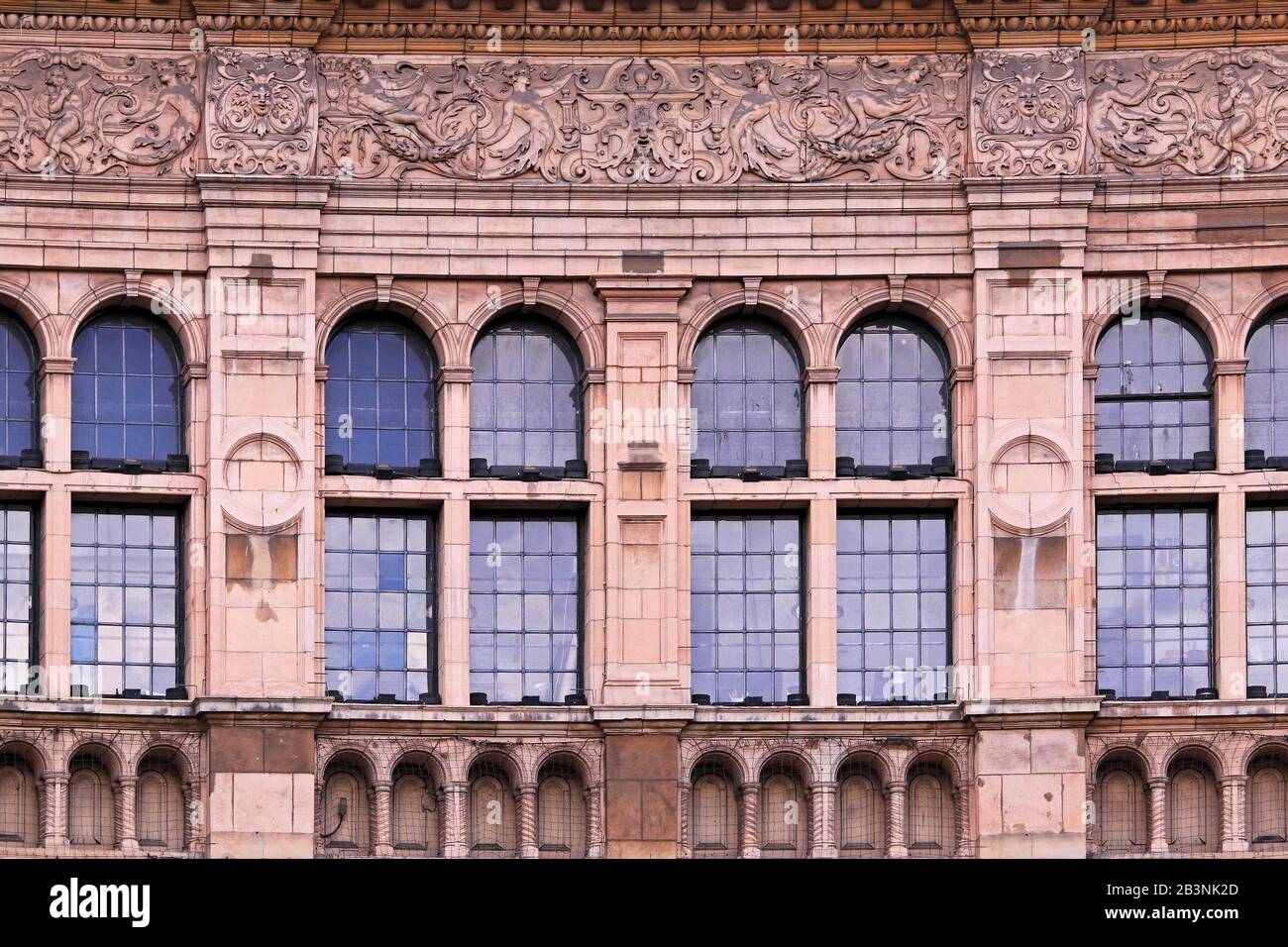 Windows at medieval building with ornaments decoration Stock Photo - Alamy