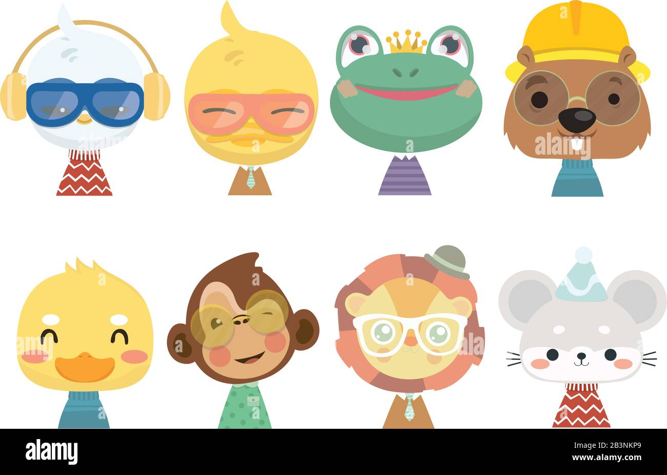 Big set of cute funny animals faces Stock Vector Image & Art - Alamy