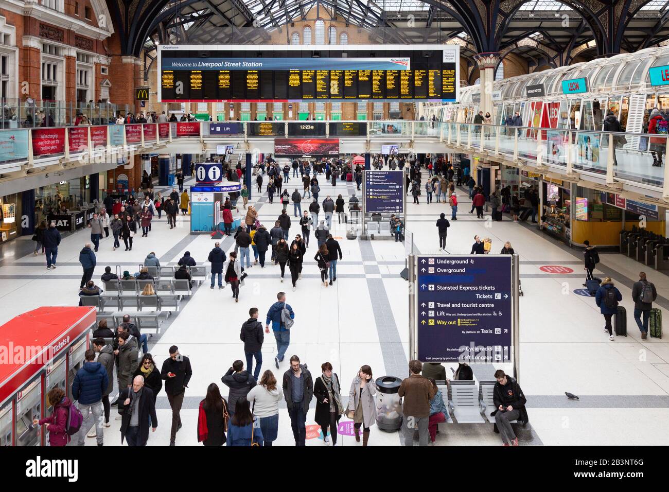 Liverpool Street Station London UK; central rail terminus and railway ...