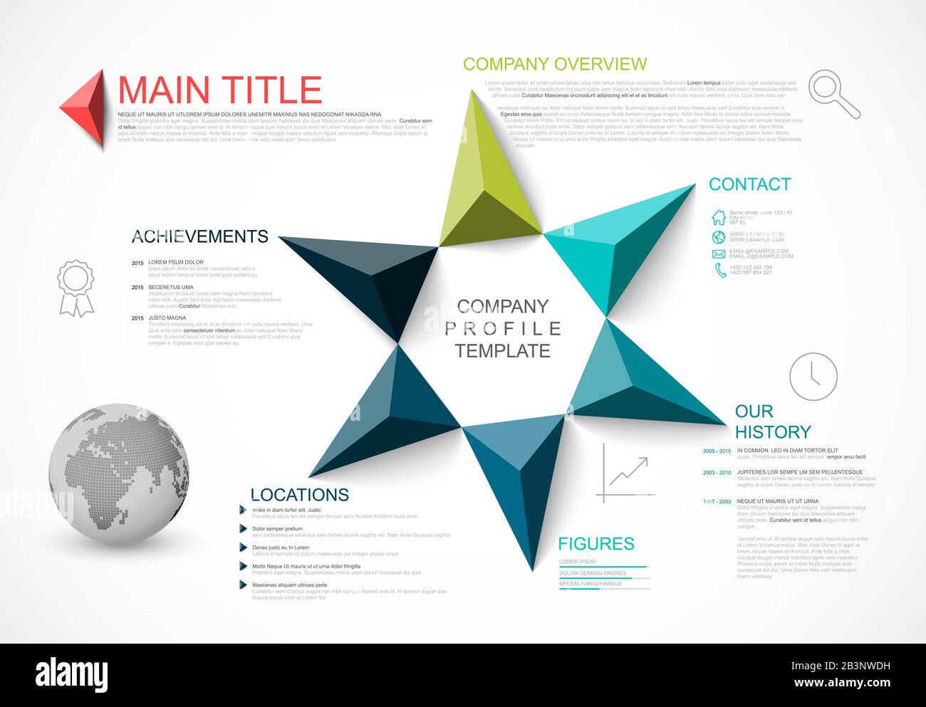 Company infographic overview design template with triangles Stock ...