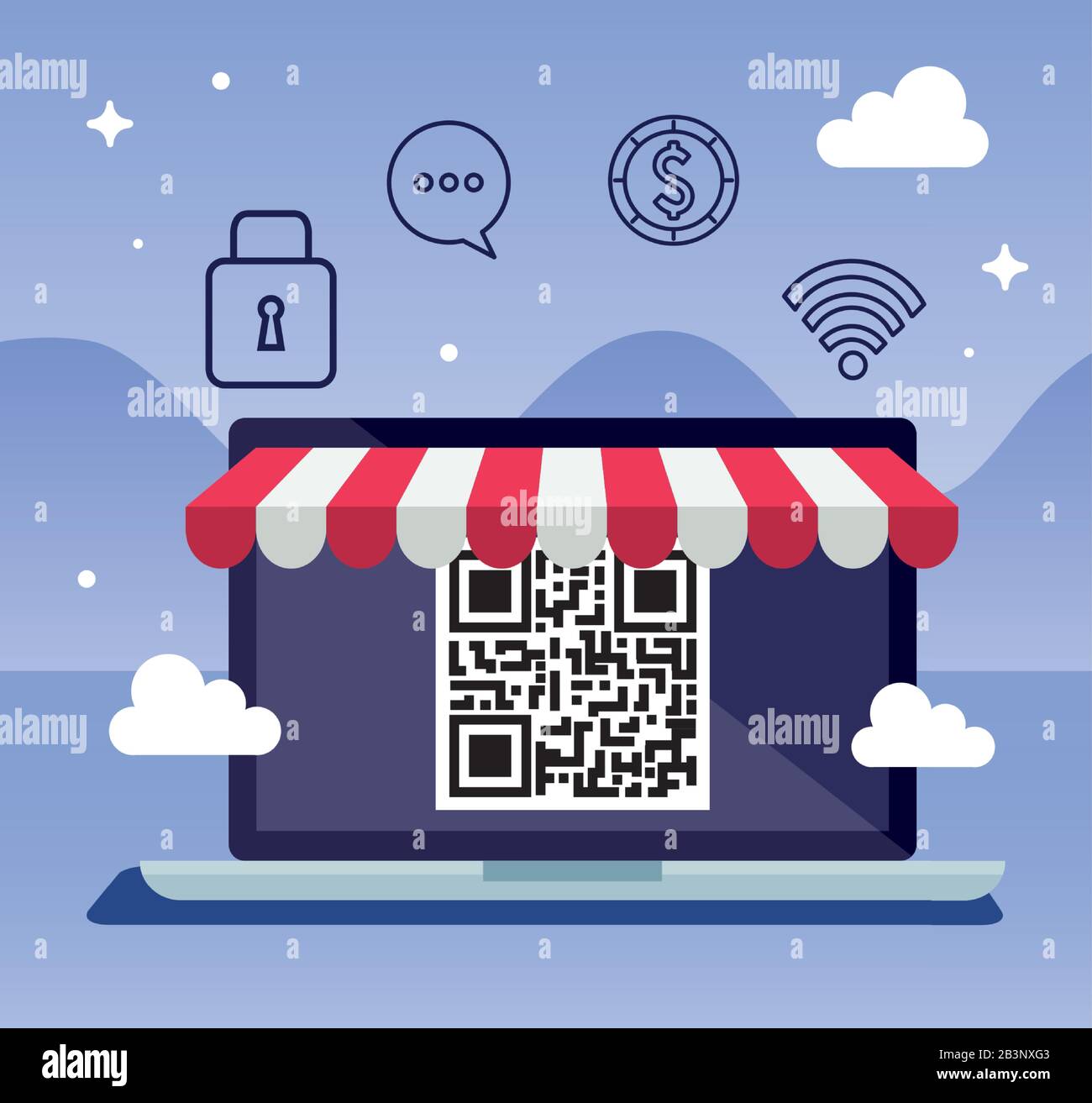 scan code qr in padlock with set icons Stock Vector Image & Art - Alamy