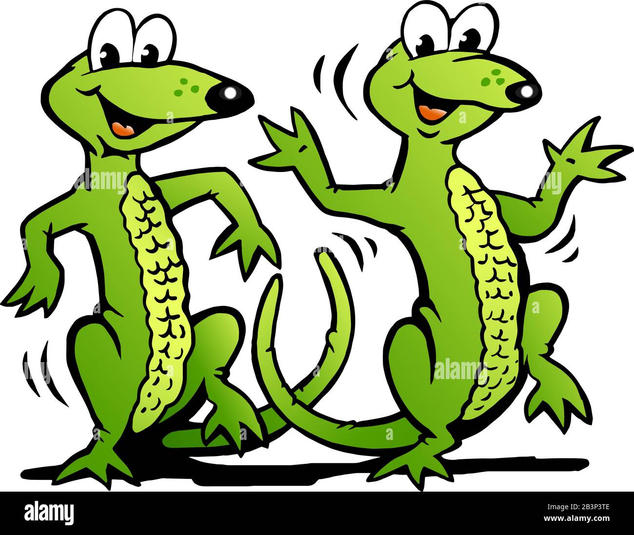 Vector Cartoon illustration of a Two Happy Dancing Lizard Stock Vector ...