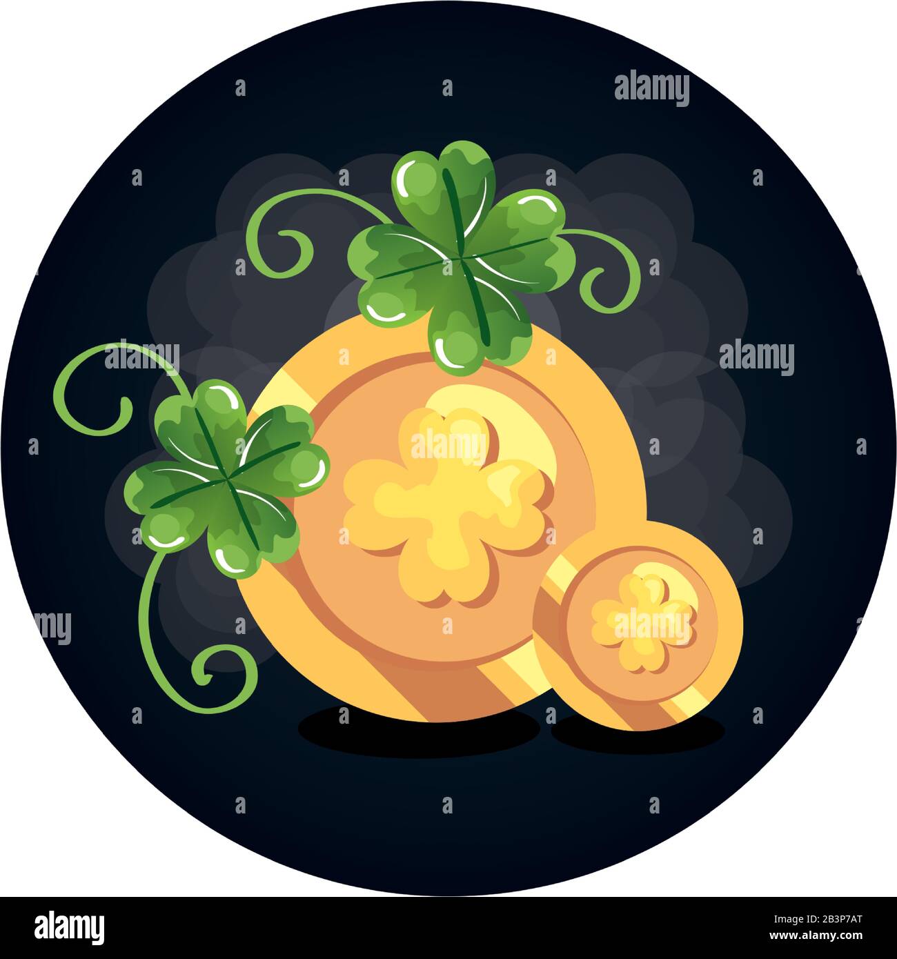 coins with clovers in frame circular Stock Vector Image & Art - Alamy