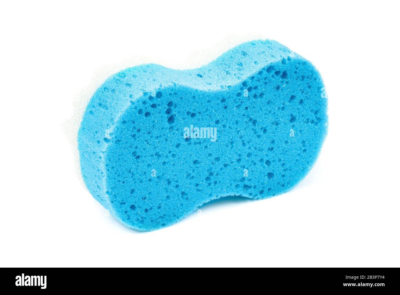Blue bath massage sponge isolated on white background Stock Photo - Alamy