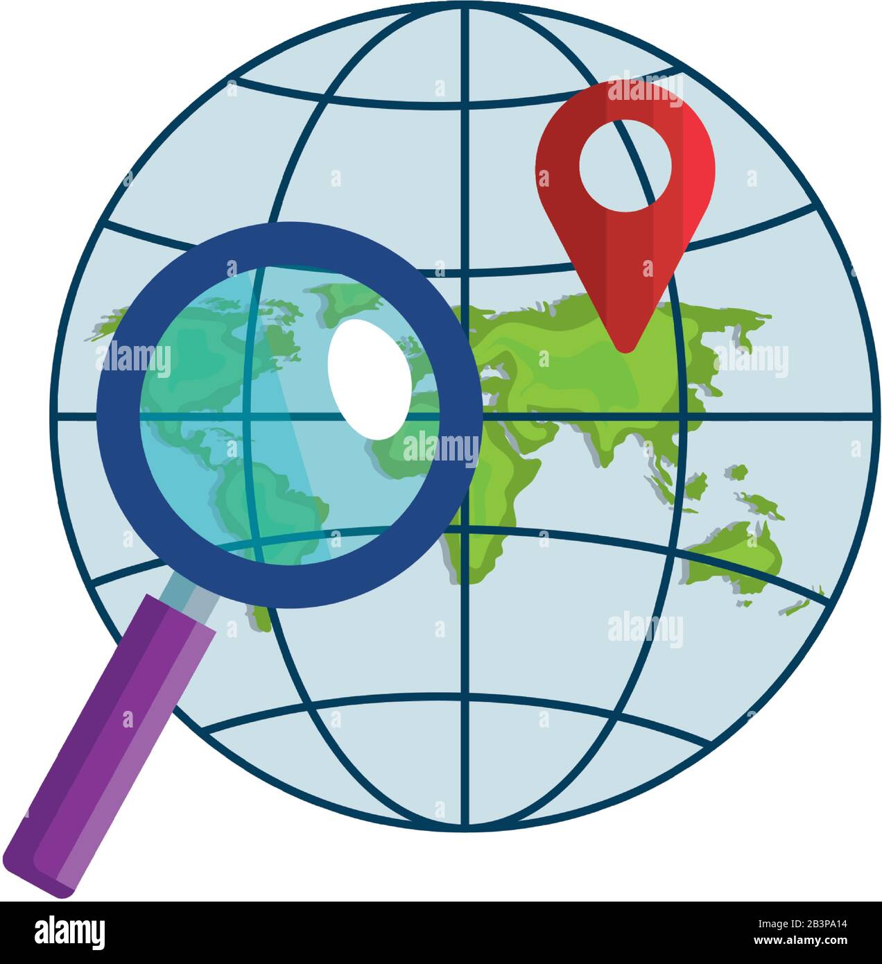 Isolated gps mark lupe and global sphere vector design Stock Vector ...