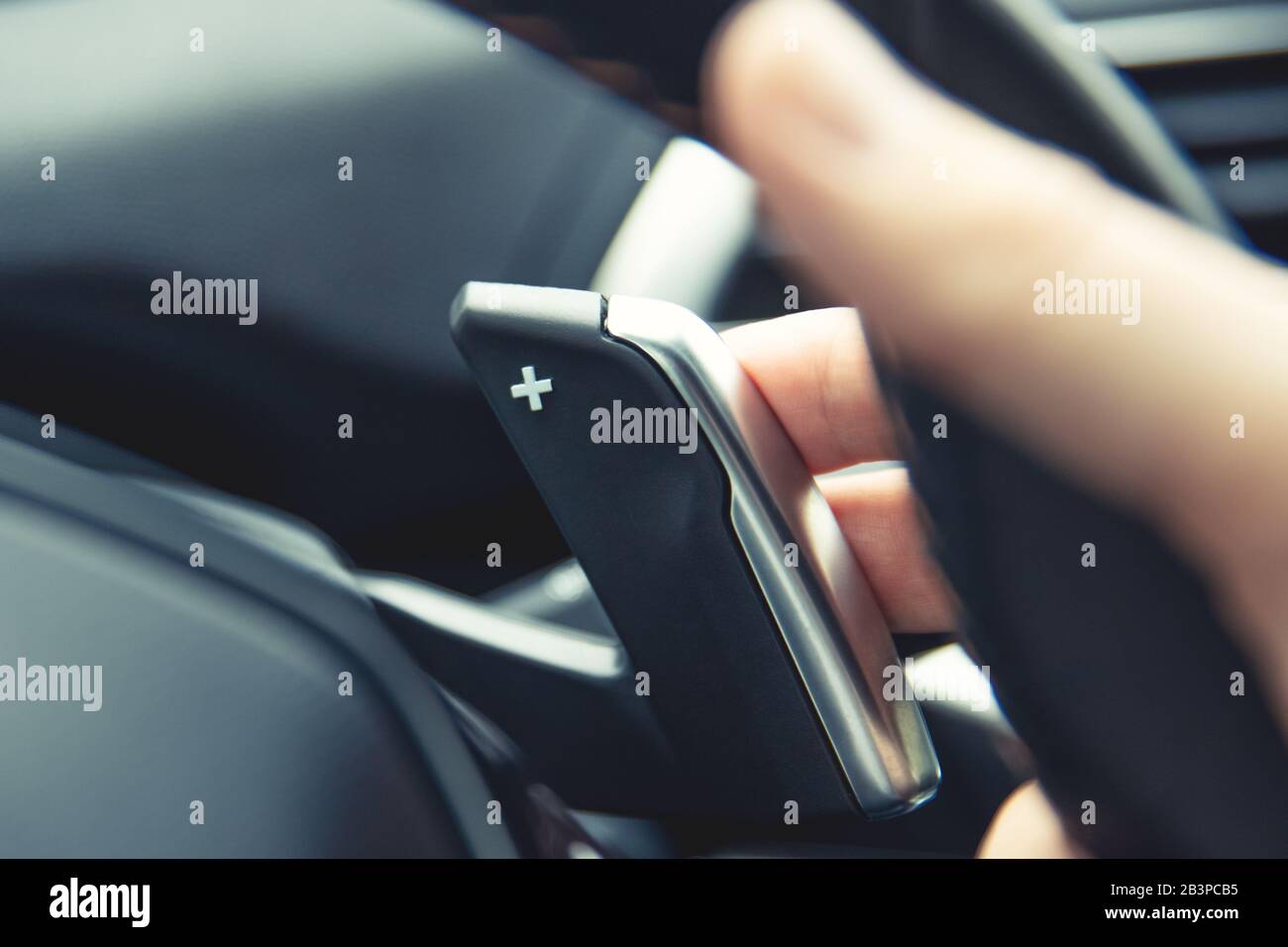 Gear up leverage in sequence gearbox in modern car Stock Photo - Alamy