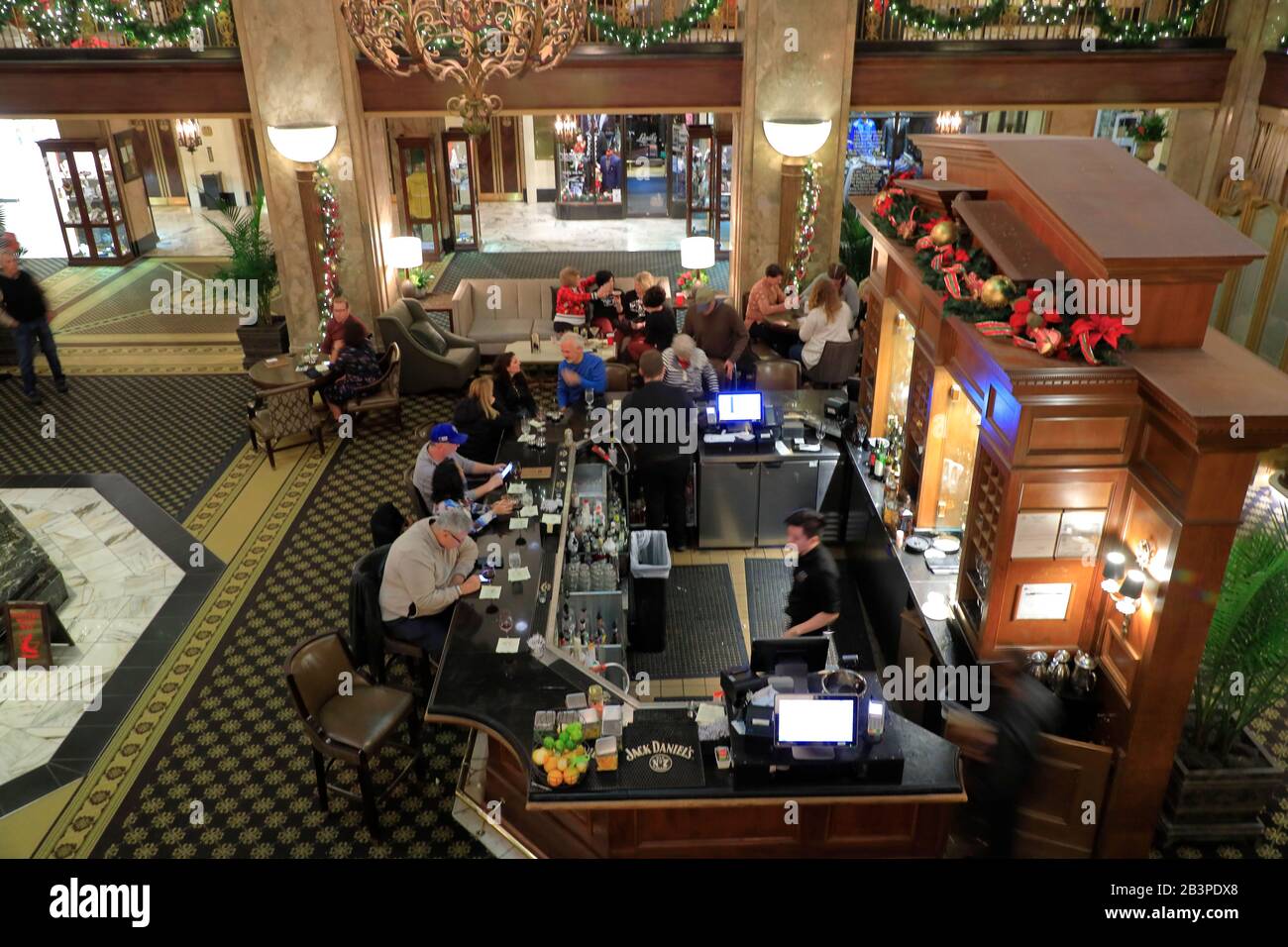 The bar in the Italian Renaissance style lobby Peabody Hotel with ...