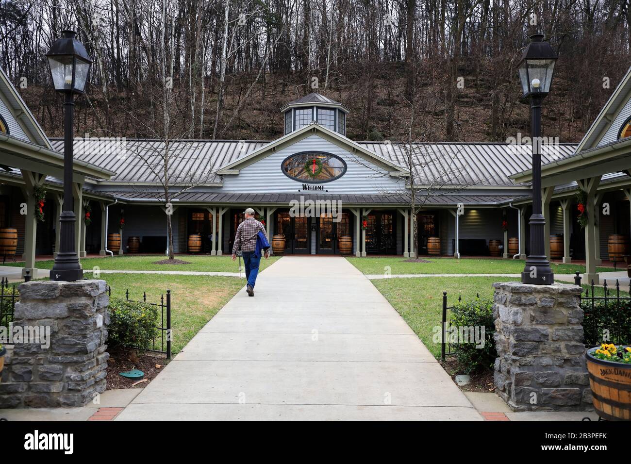 Exterior view of Visitor Center of Jack Daniel Distillery. Lynchburg ...