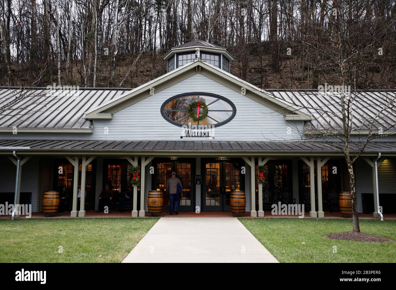 Exterior view of Visitor Center of Jack Daniel Distillery. Lynchburg ...