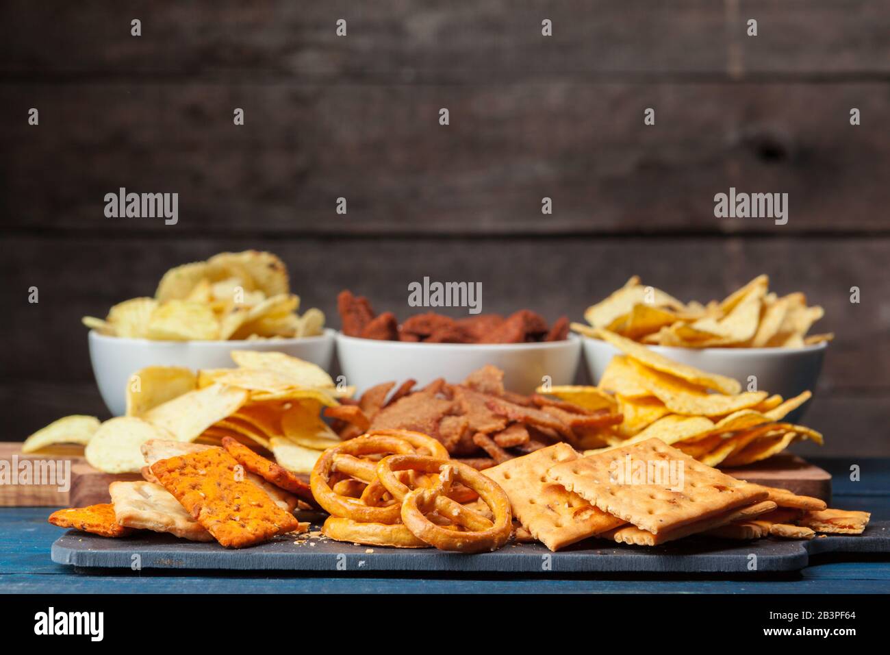Selection snacks beer chips hi-res stock photography and images - Alamy