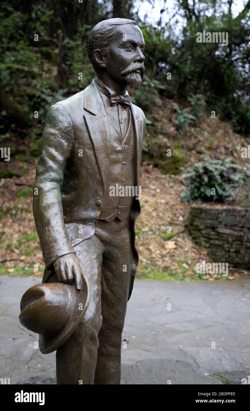 Statue of Jack Daniel, the founder of Jack Daniel Distillery on the ...