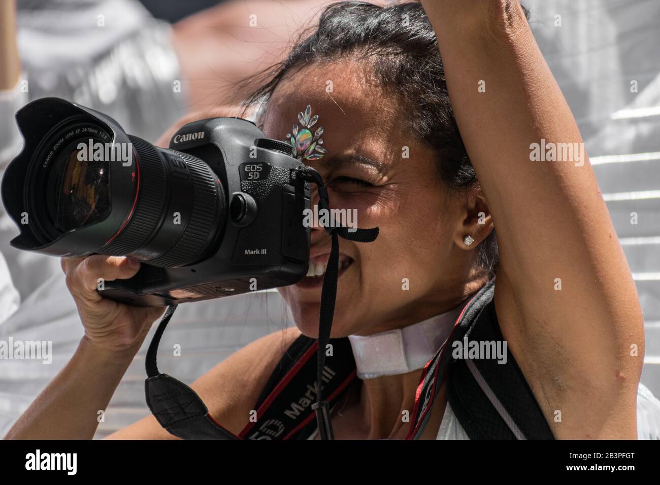 Female photographer at the Toronto Pride parade June 2019 Stock Photo ...