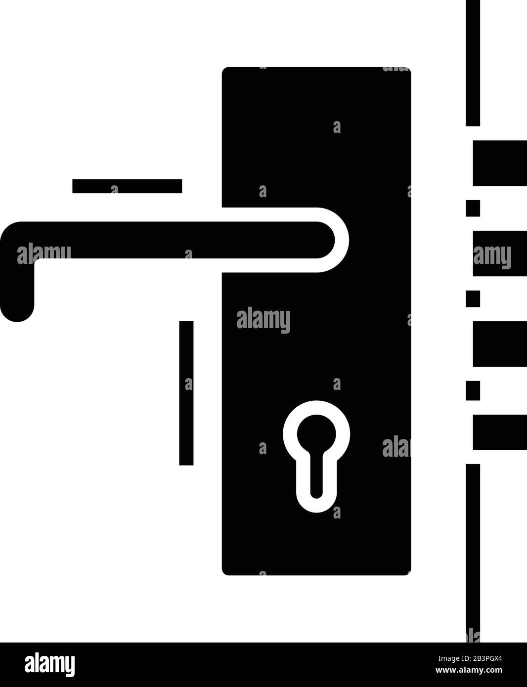 Room lock black icon, concept illustration, vector flat symbol, glyph ...