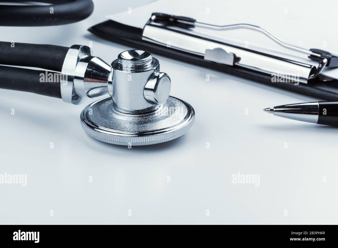blank clipboard with modern stethoscope. creative photo Stock Photo - Alamy