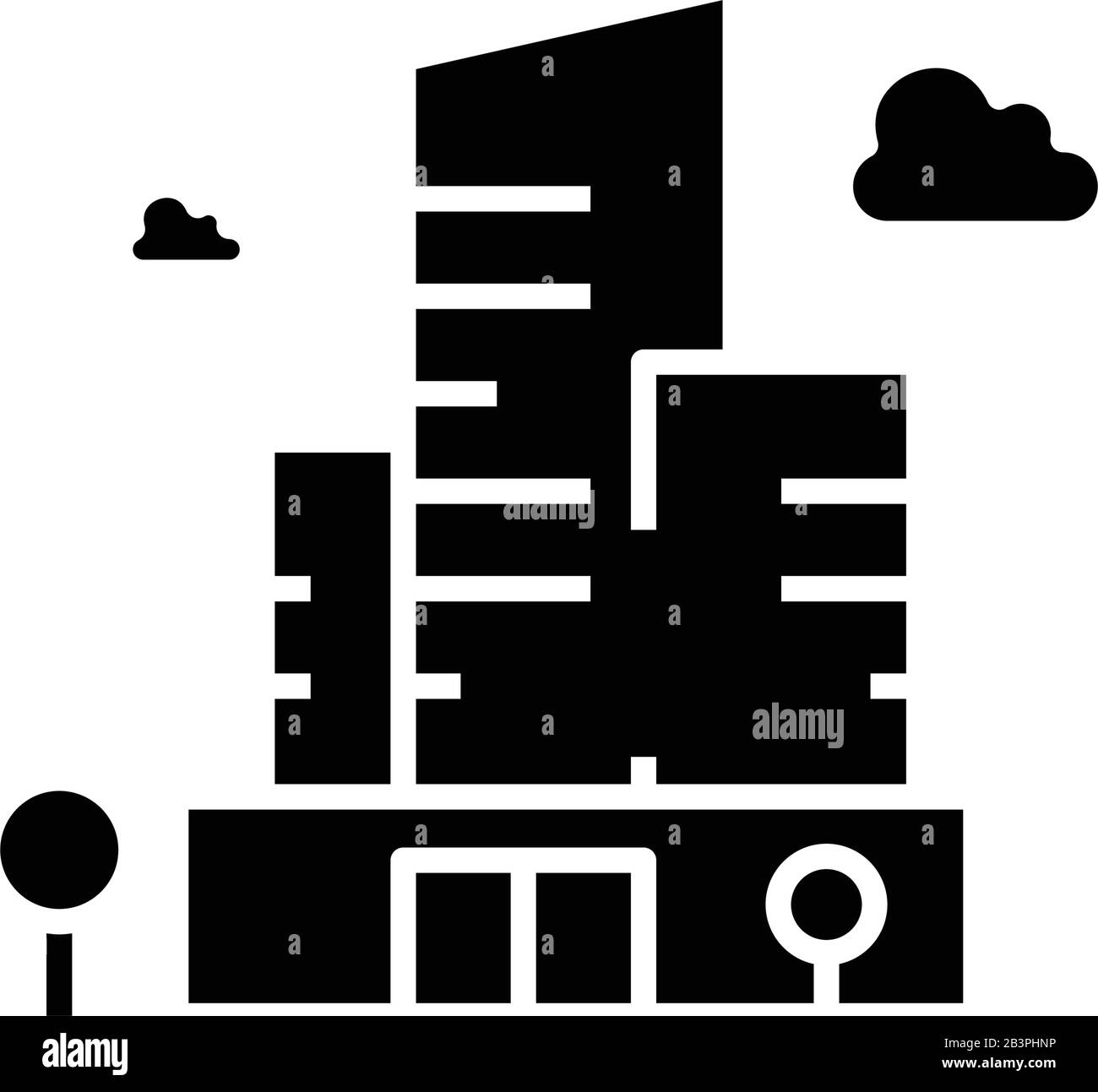 Tall building black icon, concept illustration, vector flat symbol ...