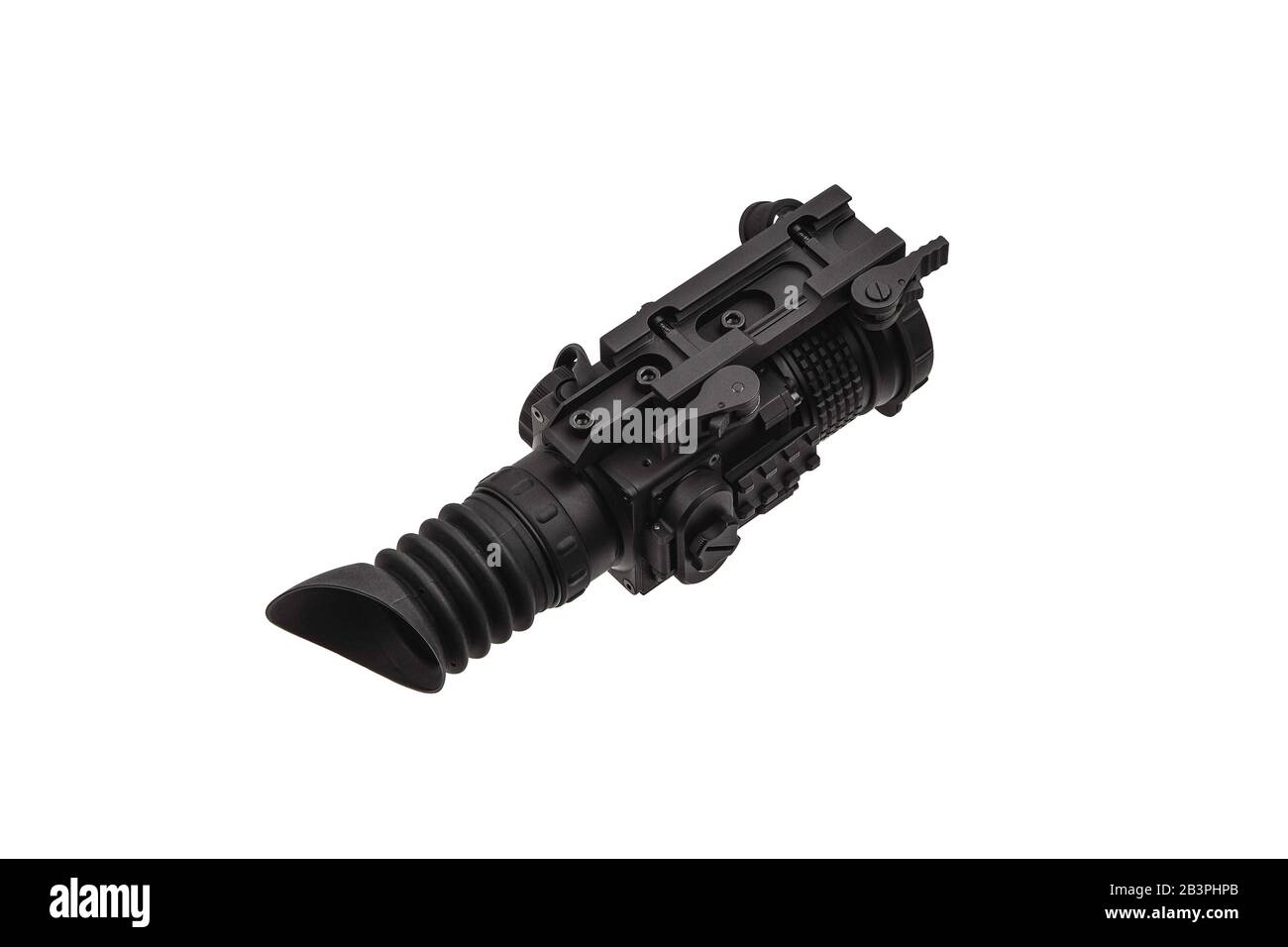 modern black optical scope for weapon isolated on white. sight scope ...