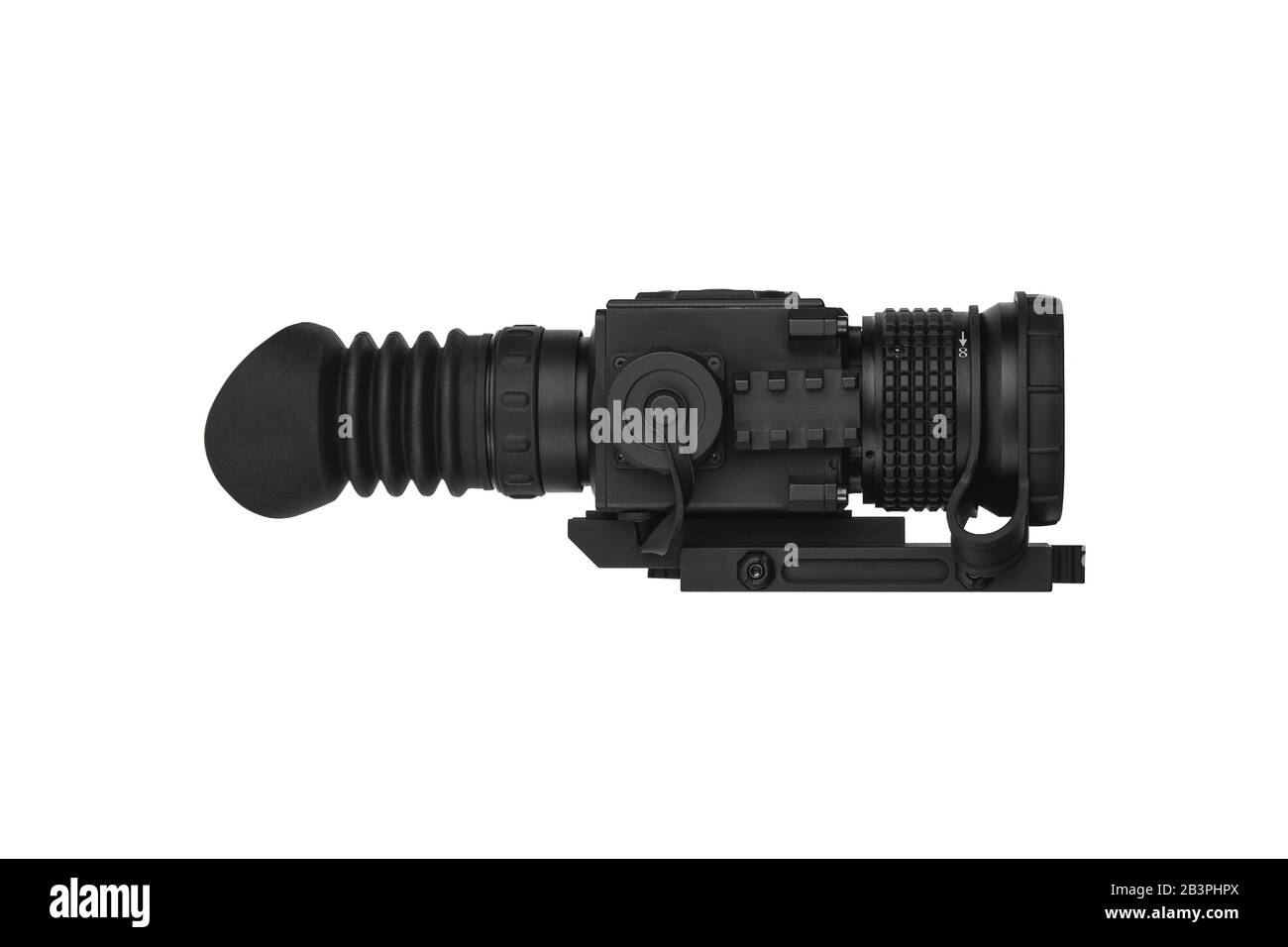 modern black optical scope for weapon isolated on white. sight scope ...