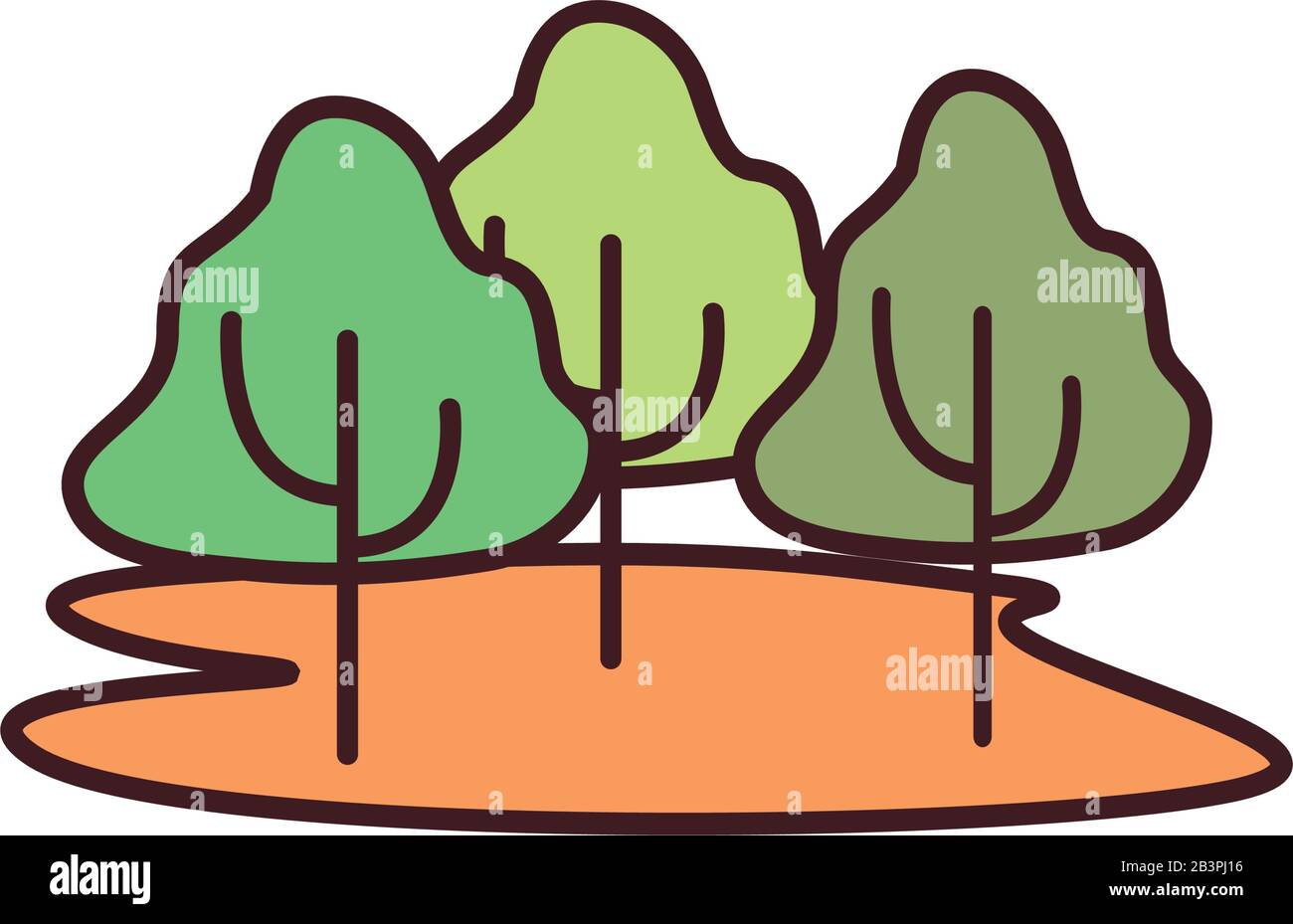 Trees fill style icon design, Nature plant summer season environment ...