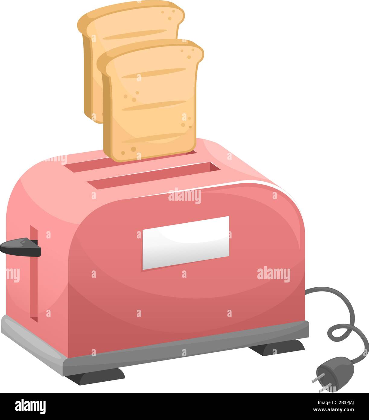 Vector toaster in isometry with pieces of bread flying out of it ...