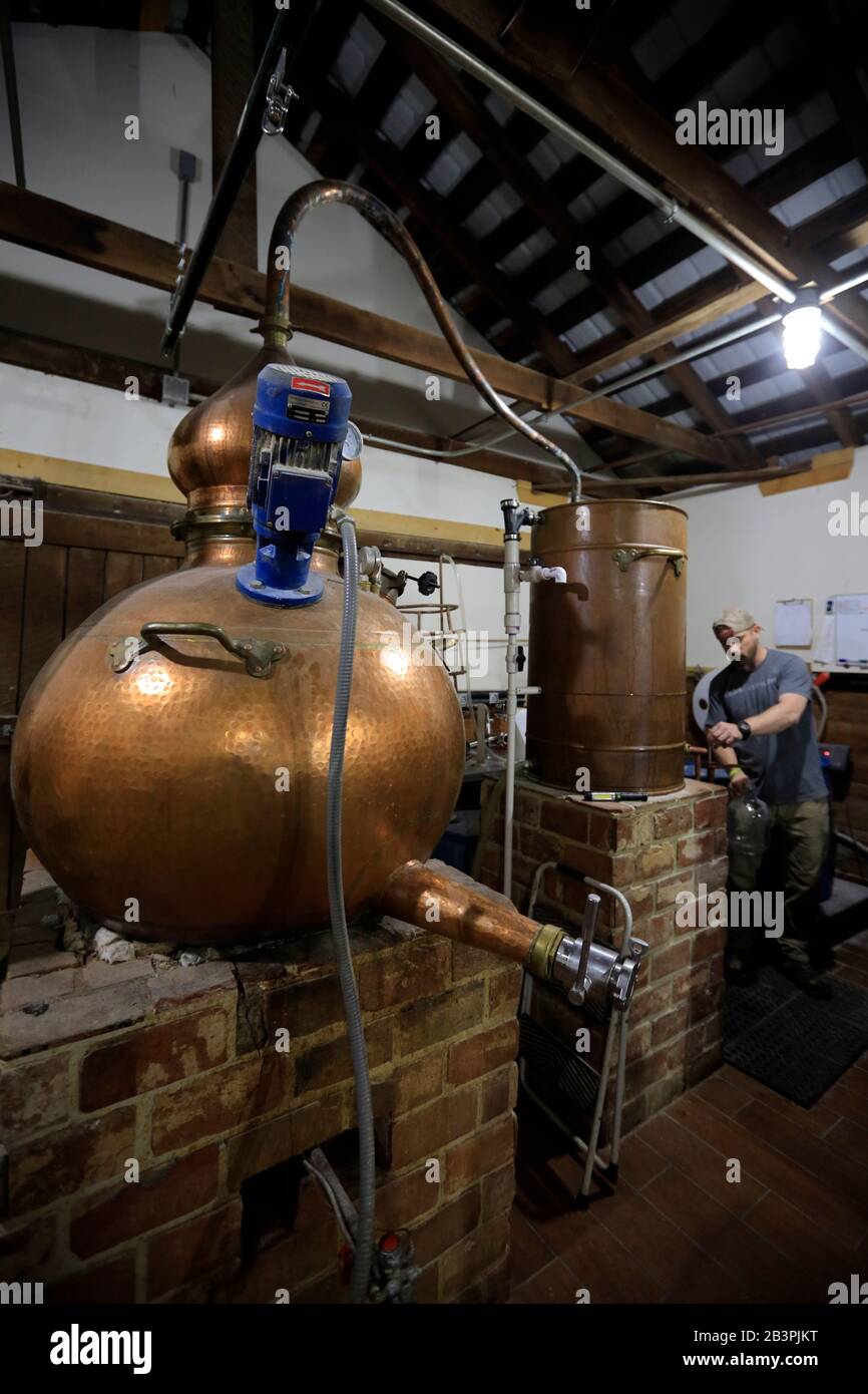 Traditional copper still using to distilling spirits in H Clark ...