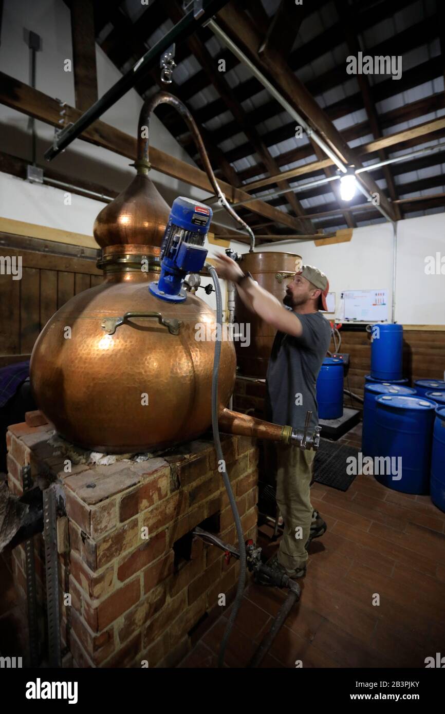 Traditional copper still using to distilling spirits in H Clark ...