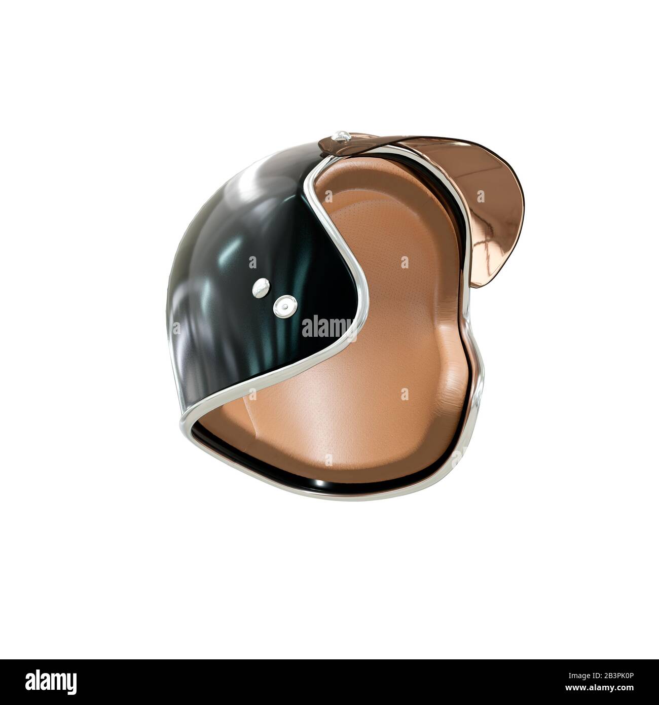 Helmet for a motorcycle, life safety accessory, black with a plastic ...