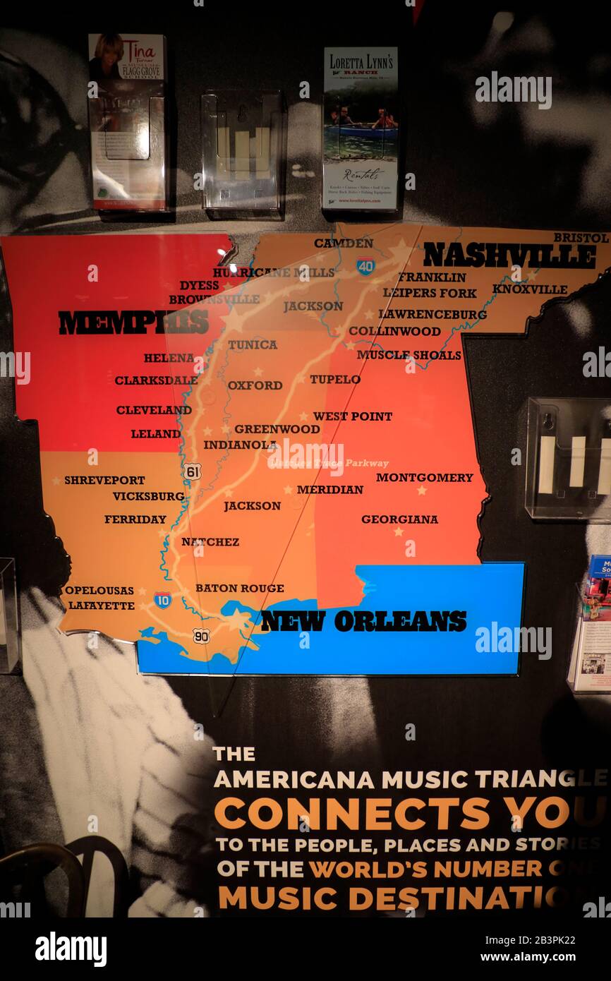 Map of the Americana Music Triangle display inside Franklin Tourist ...