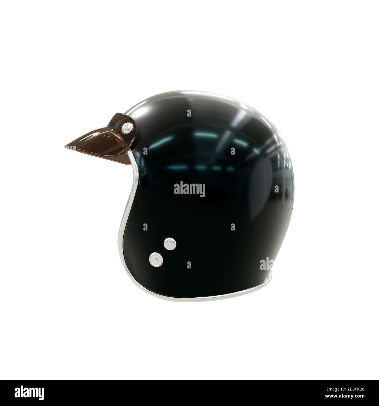 Helmet for a motorcycle, life safety accessory, black with a plastic ...
