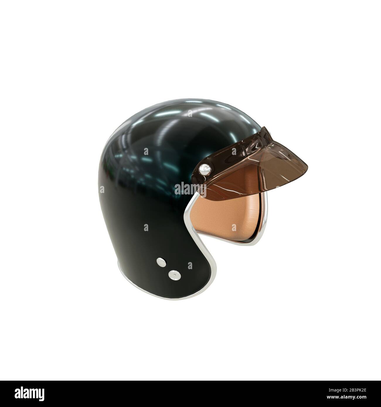 Helmet for a motorcycle, life safety accessory, black with a plastic ...