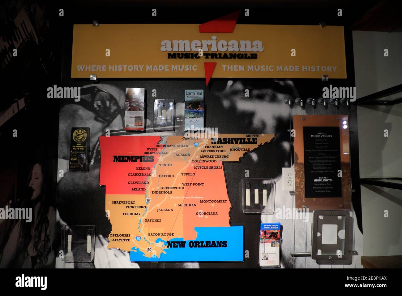 Map of the Americana Music Triangle display inside Franklin Tourist ...