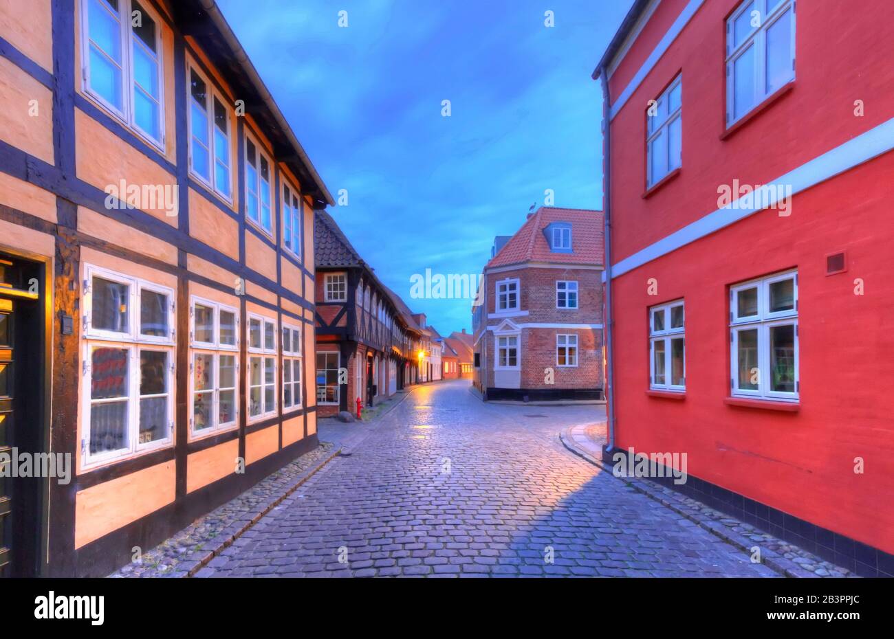 Street in medieval city of Ribe, Denmark - HDR Stock Photo - Alamy