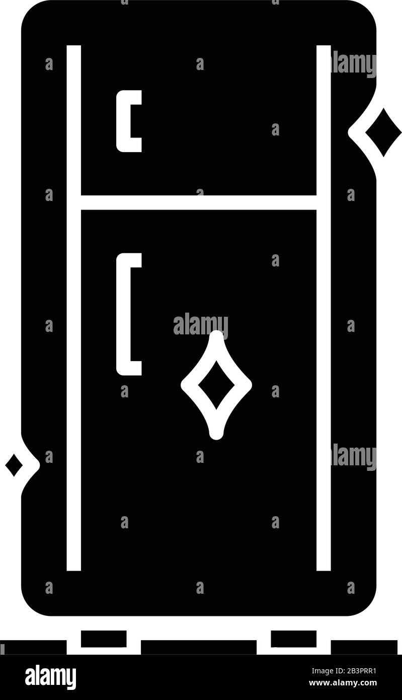 Refrigerator cleaning black icon, concept illustration, vector flat ...