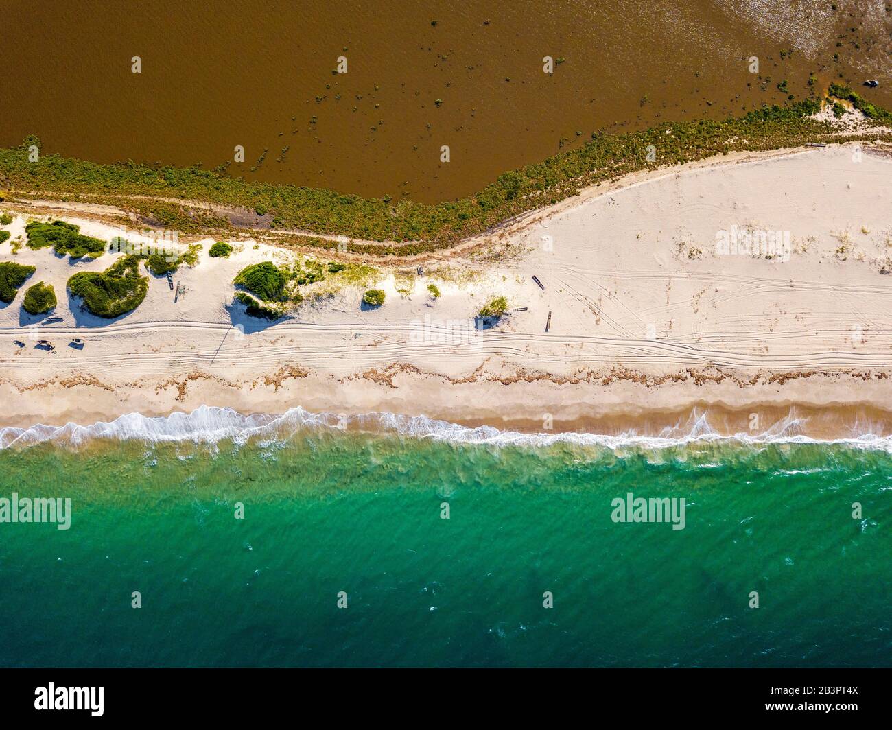 Aerial view of beautiful Macaneta Beach, north Maputo, Mozambique ...