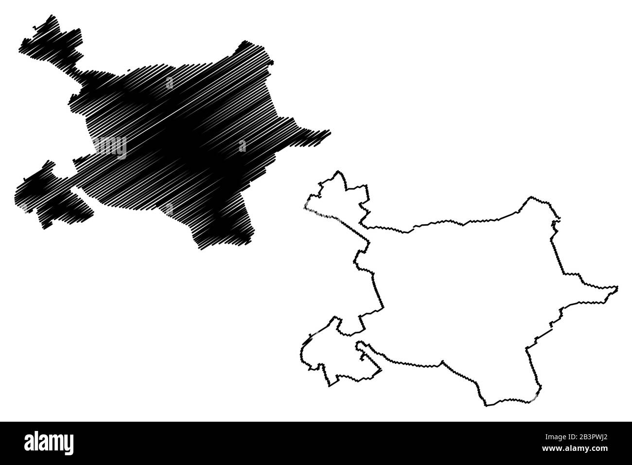 Tirana City (Republic of Albania) map vector illustration, scribble ...