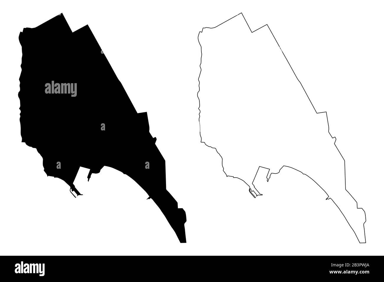 Durres City (Republic of Albania) map vector illustration, scribble ...