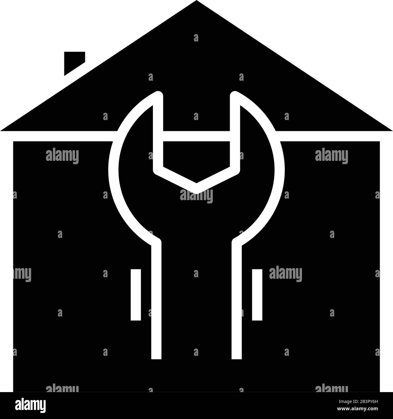 Restore home black icon, concept illustration, vector flat symbol ...