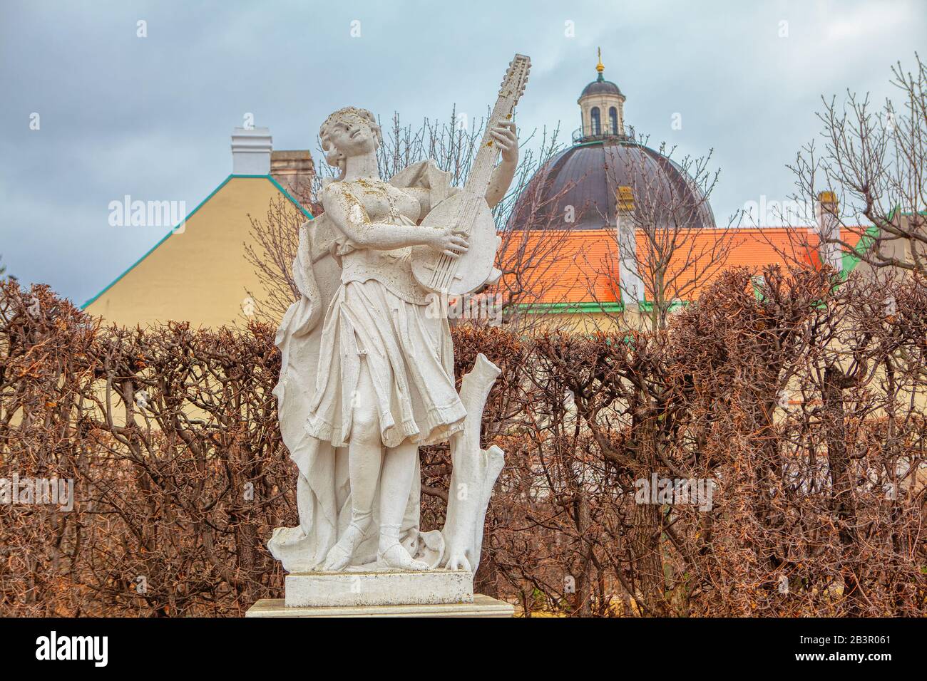 Sculpture of the man with lute Stock Photo - Alamy