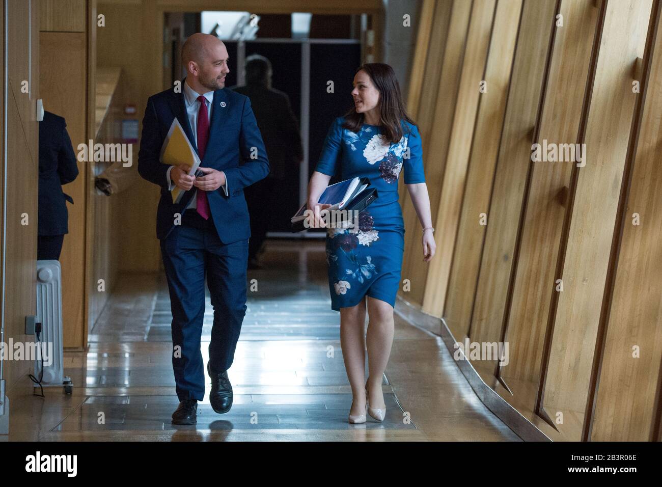 Edinburgh, UK. 5th Mar, 2020. Pictured: (left) Ben MacPherson MSP ...