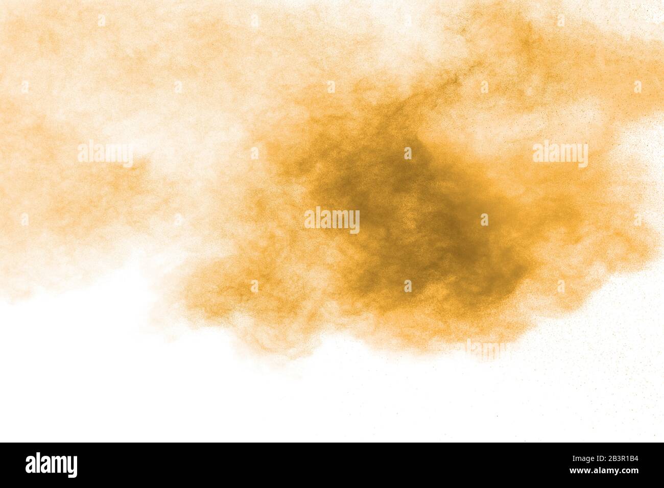 Brown dust explosion cloud.Brown particles splatter on white background ...