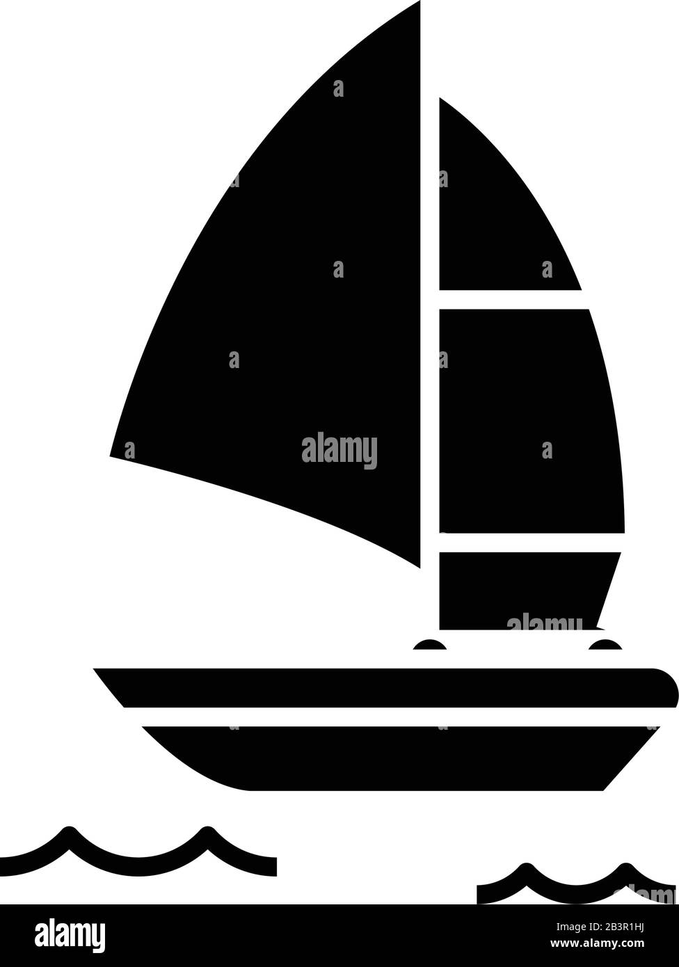 Surfing boat black icon, concept illustration, vector flat symbol ...