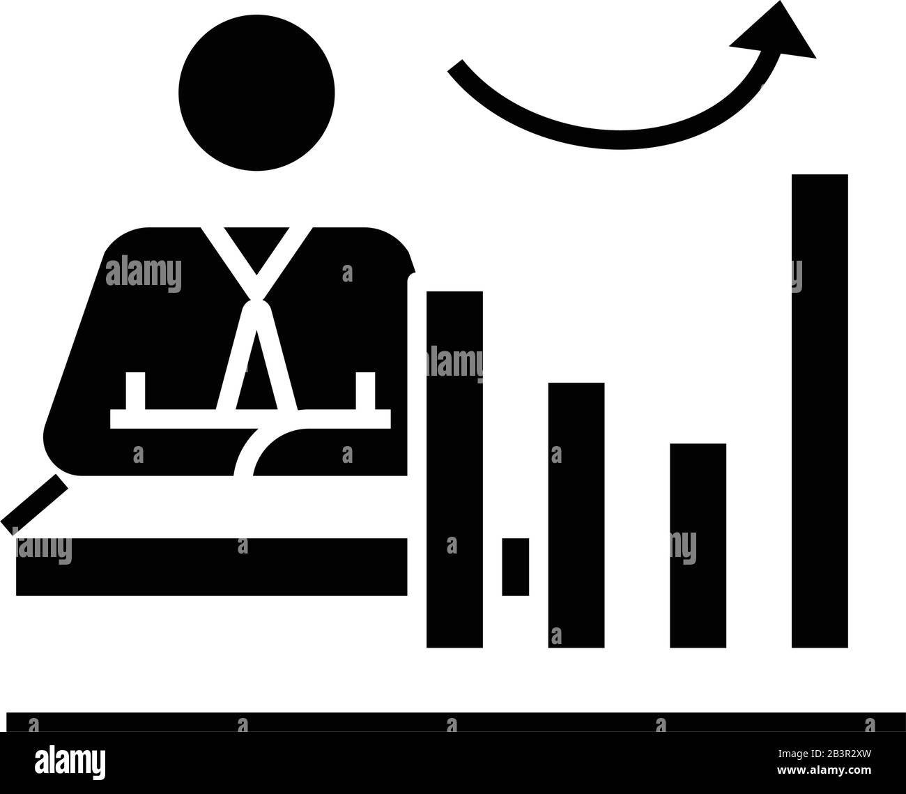 Rising potential black icon, concept illustration, vector flat symbol ...
