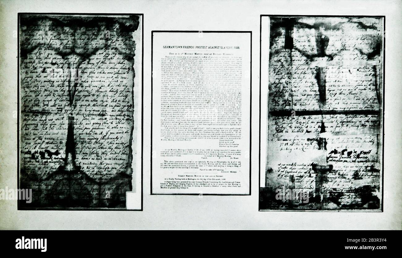 First formal quaker petition against slavery in germantown 1688 hi-res ...