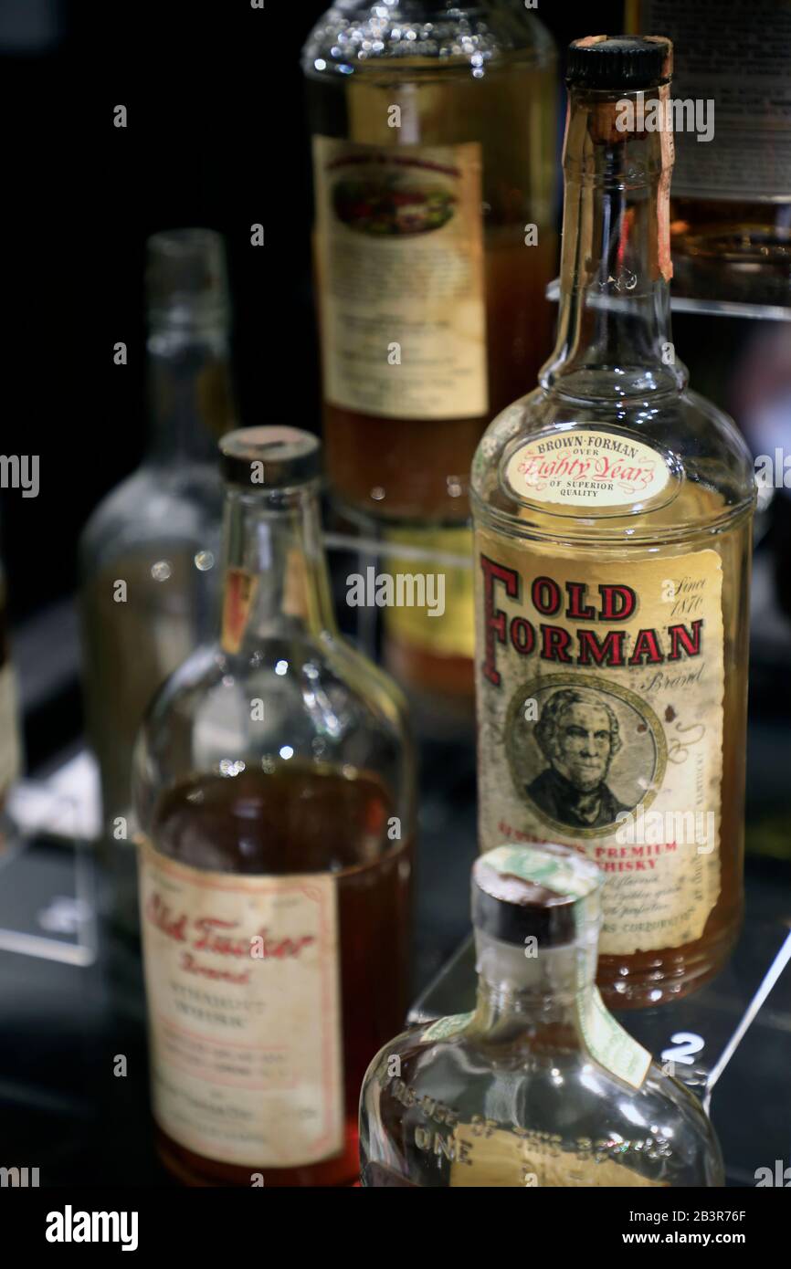 Rare and vintage Bourbon Whiskeys display in the "Refined" section of ...