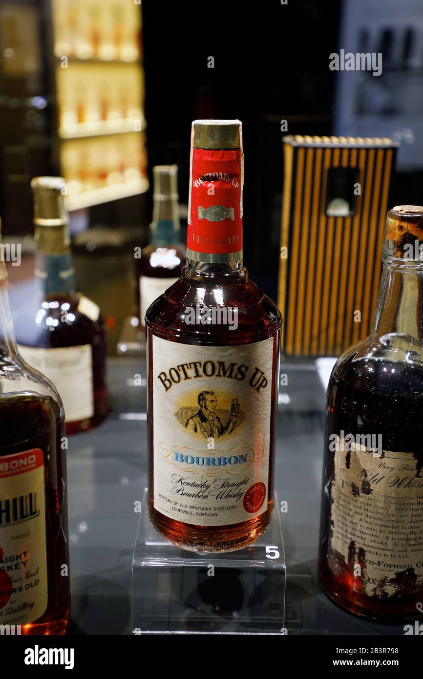Rare and vintage Bourbon Whiskeys display in the "Refined" section of ...