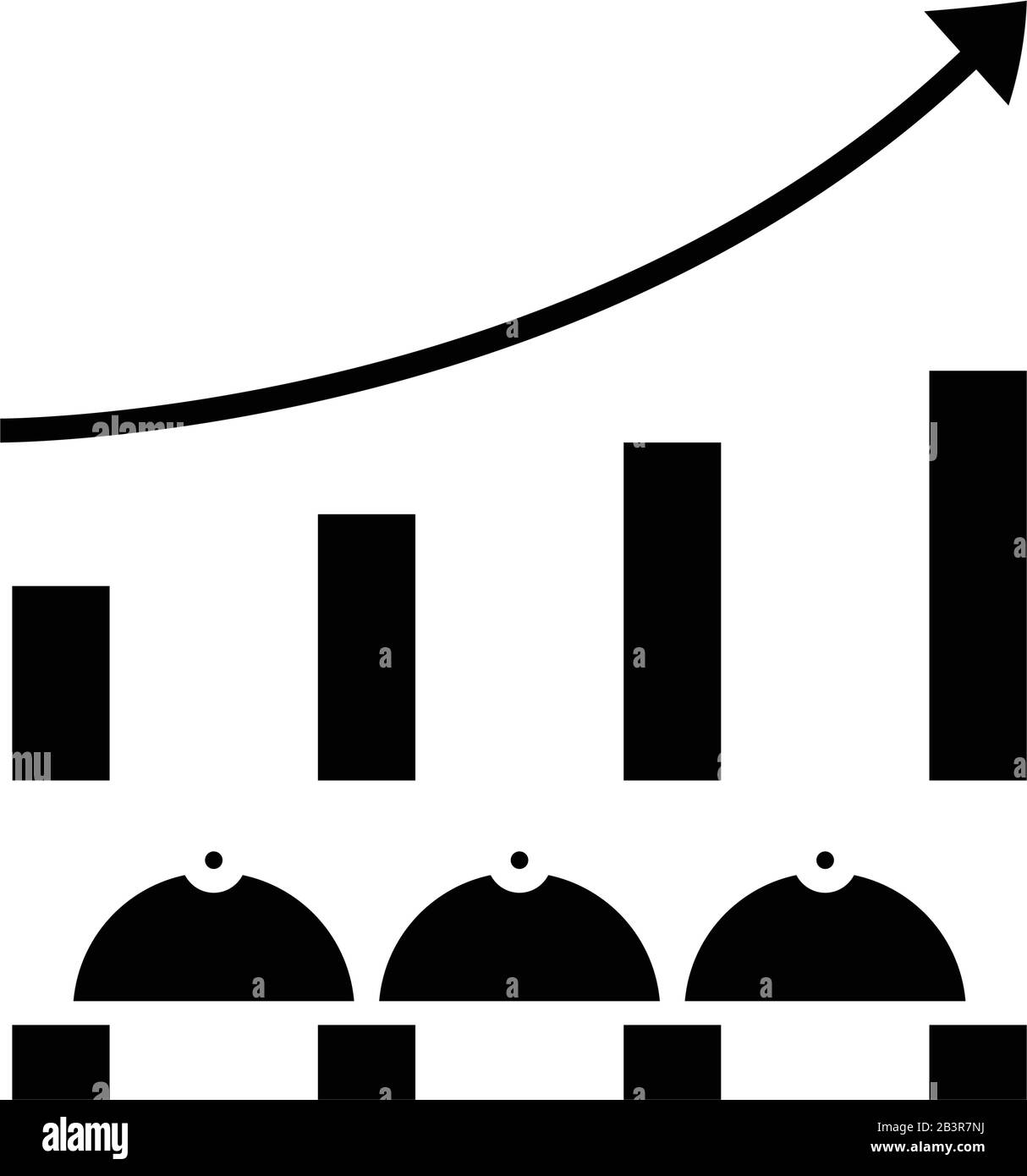 Rising potential black icon, concept illustration, vector flat symbol ...