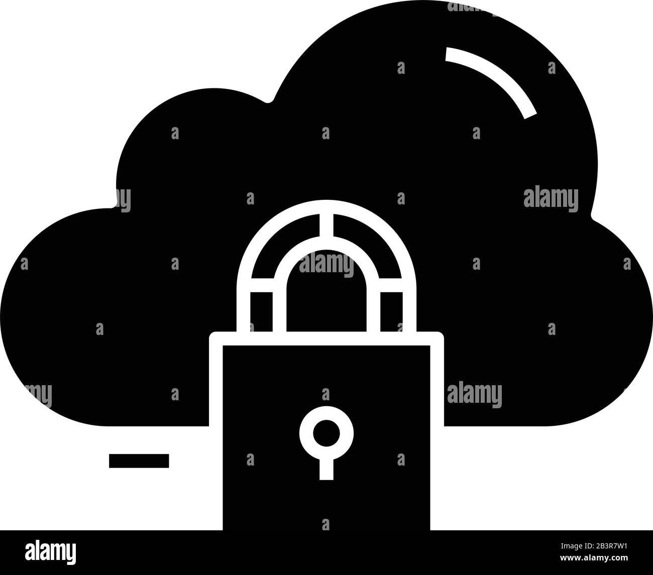 Secure cloud storage black icon, concept illustration, vector flat ...